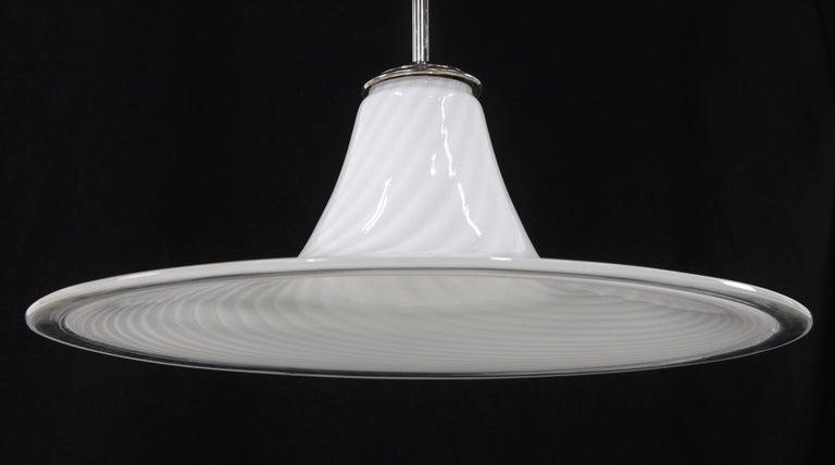 Murano White Swirled Hand Formed Glass Pendant Light from Italy For ...