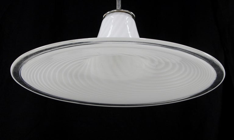 Murano White Swirled Hand Formed Glass Pendant Light from Italy For ...