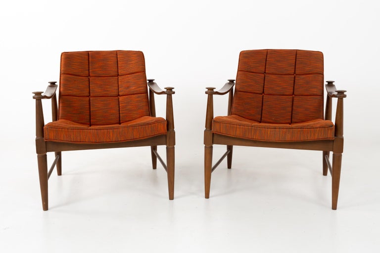 Murphy Miller Mid Century Walnut Lounge Chairs, Pair at 1stDibs
