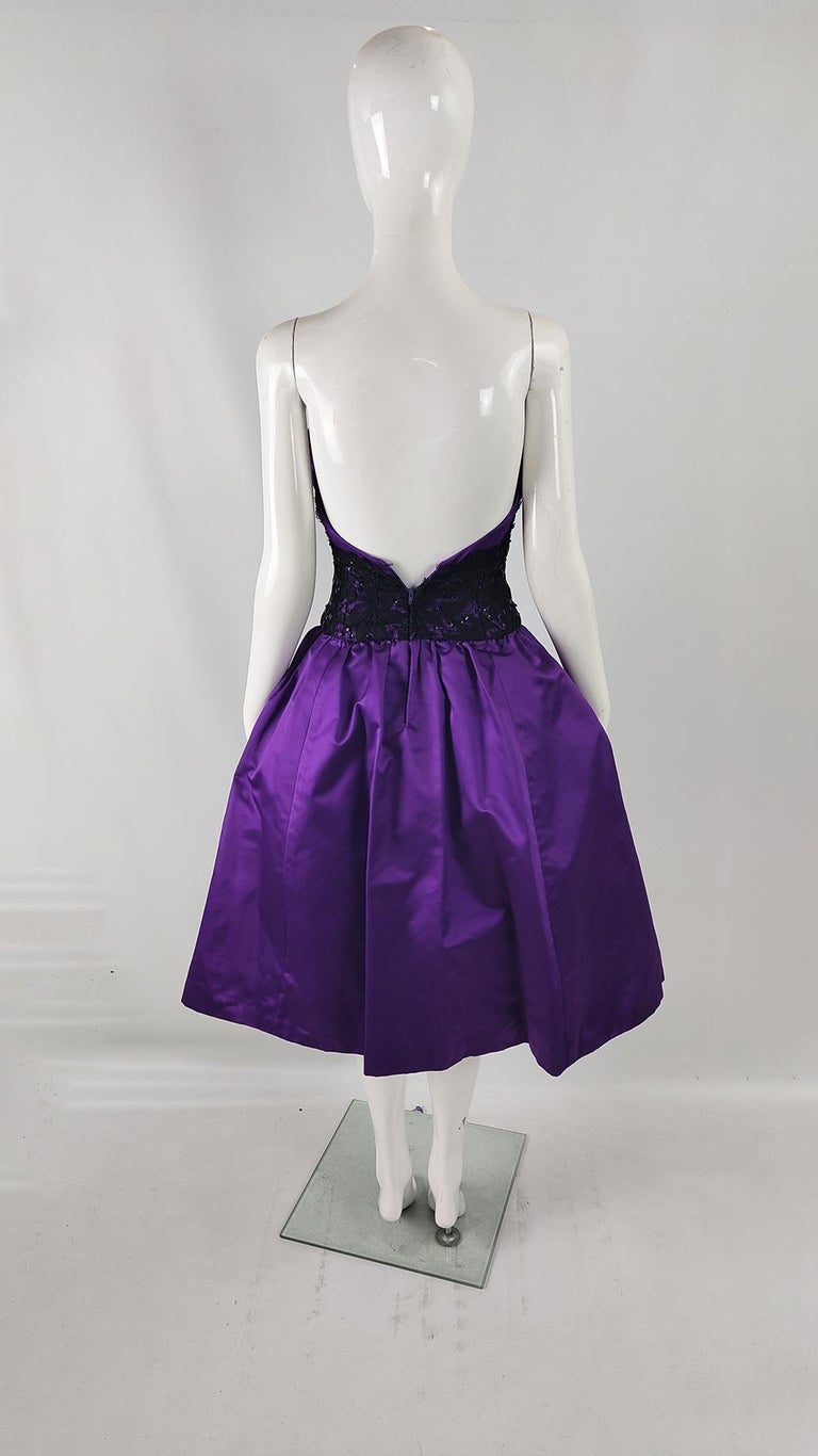 Murray Arbeid Vintage 80s Purple Satin Prom Evening Formal Ball Dress ...