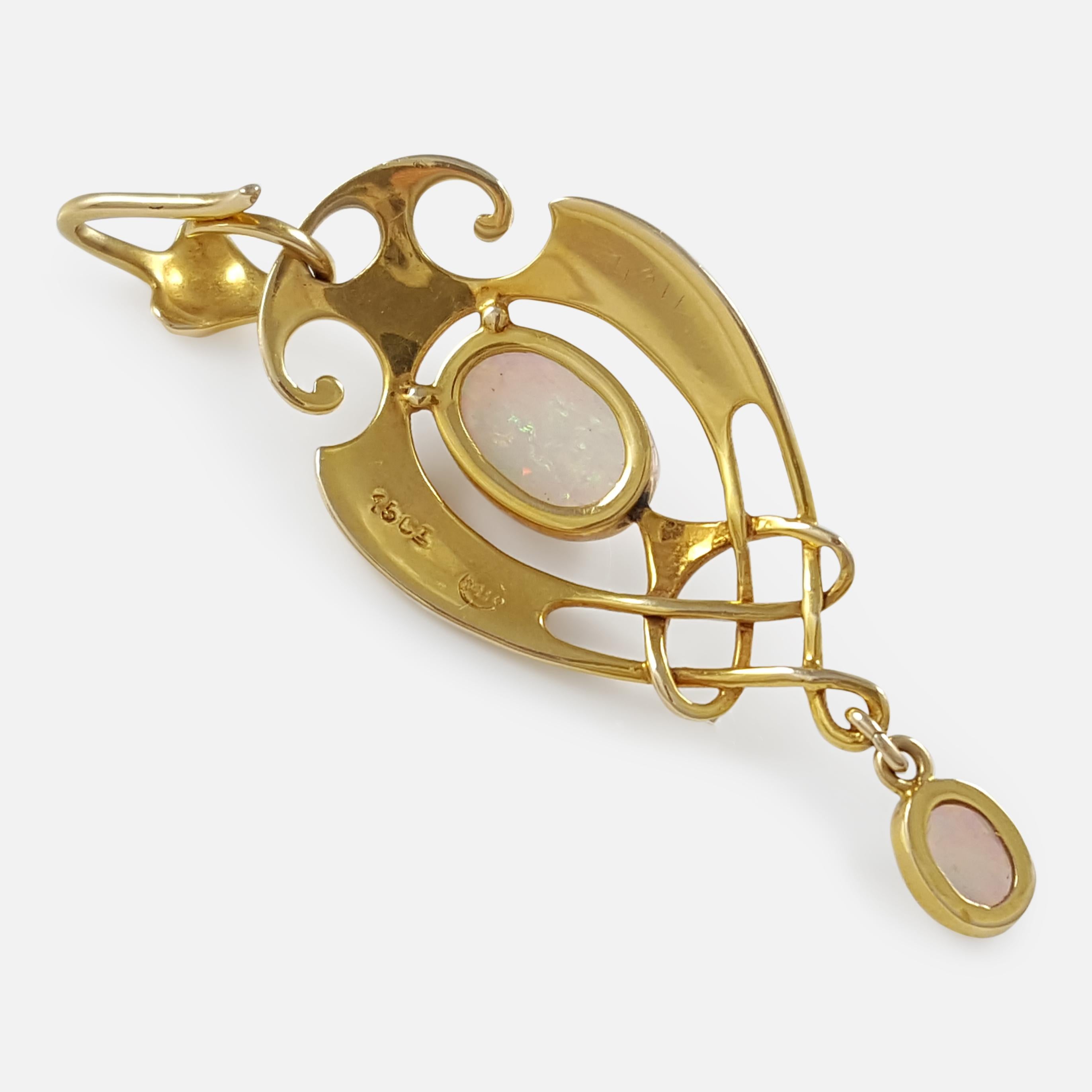 Murrle Bennett and Co. Art Nouveau Celtic Revival 15 Carat Gold and ...