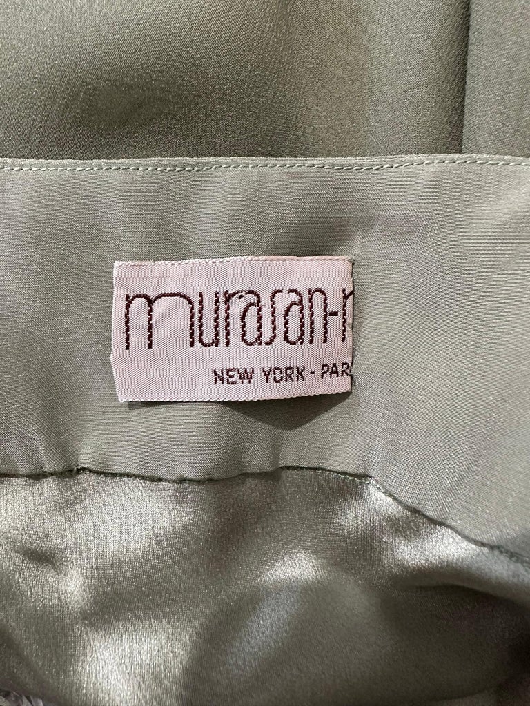 Mursan Hand Painted Silk Chiffon and Satin Bias Cut Gown Bandeau Bodice ...