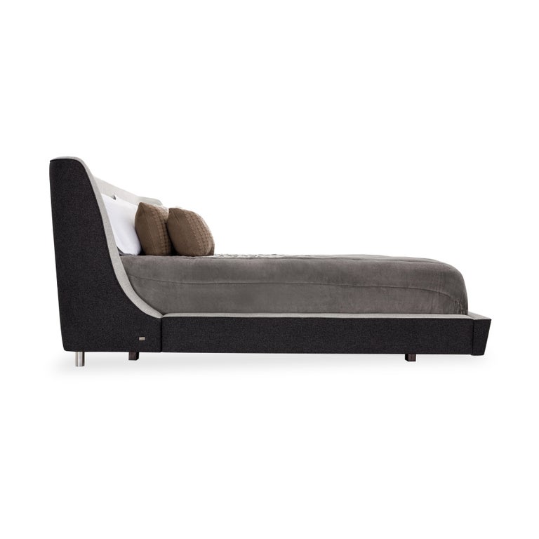 Musa King Bed in a Black and Oatmeal Fabric Combination For Sale at 1stDibs