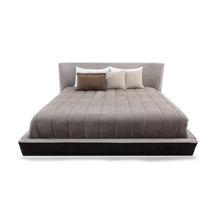 Musa King Bed in a Black and Oatmeal Fabric Combination For Sale at 1stDibs