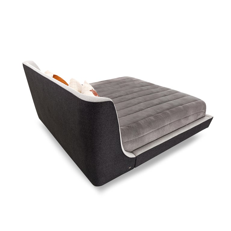 Musa King Bed in a Black and Oatmeal Fabric Combination For Sale at 1stDibs