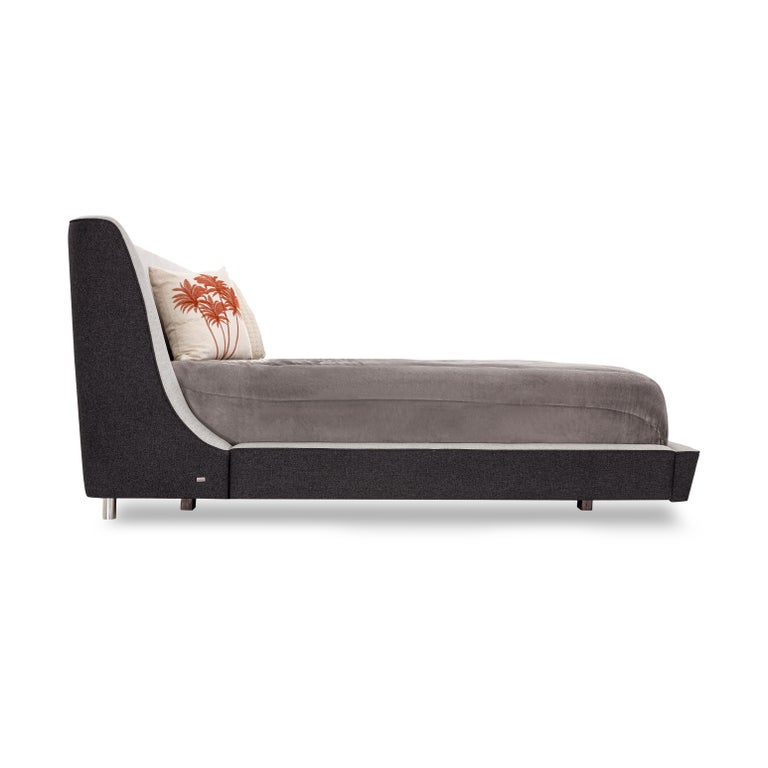 Musa King Bed in a Black and Oatmeal Fabric Combination For Sale at 1stDibs