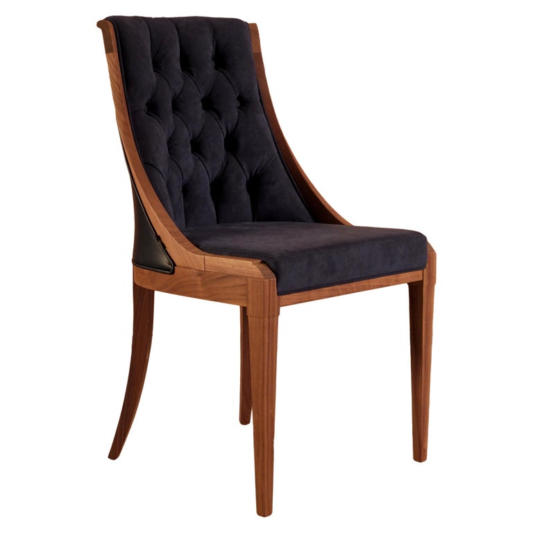 Musa, Capitonè Upholstered Chair Made of Cherrywood For Sale at 1stDibs