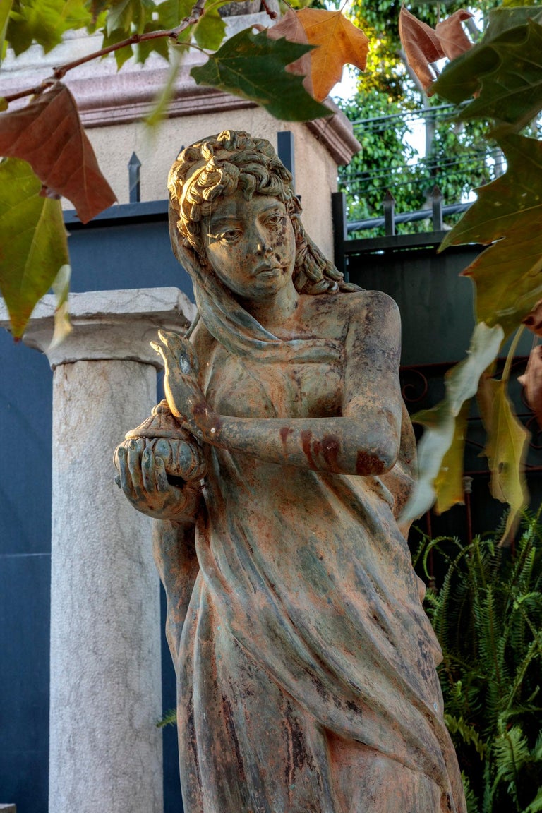 Muse Winter Bearer Center Piece Garden Statue Bronze Focal Point Antiques La Ca For Sale At