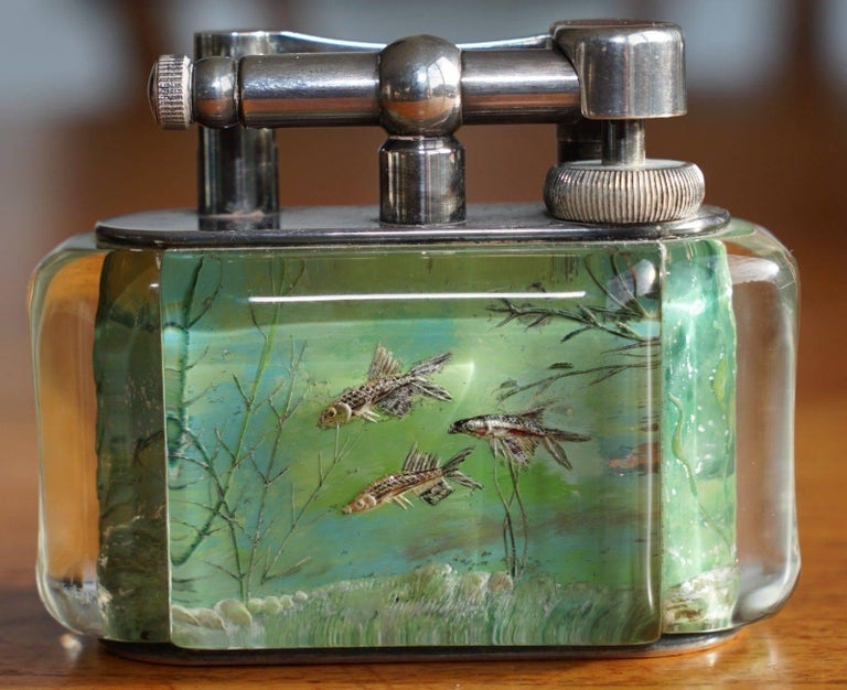 Museum Quality 1950s Dunhill Aquarium Oversized Table Lighter Made in ...