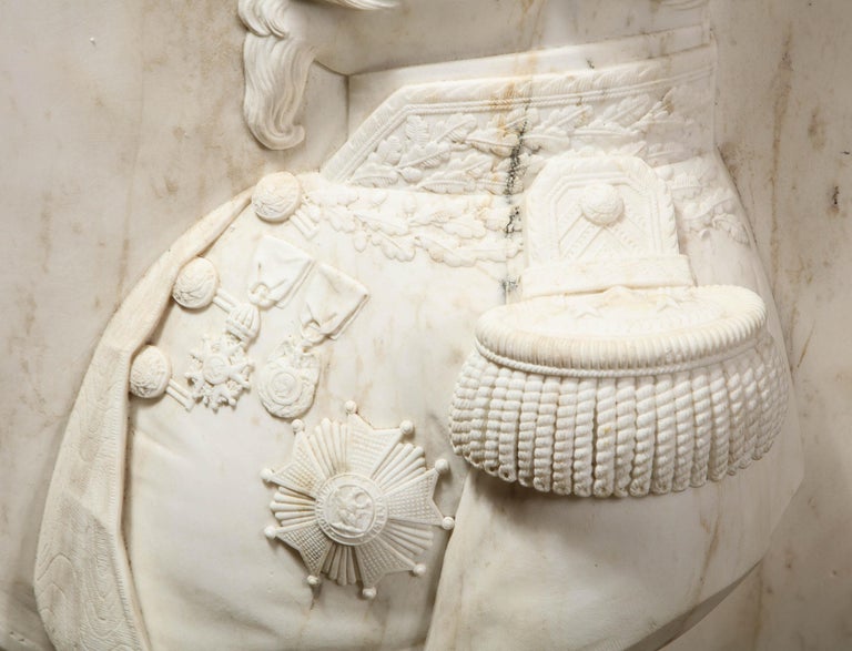 Museum Quality French White Marble Roundel Relief of Emperor Napoleon ...