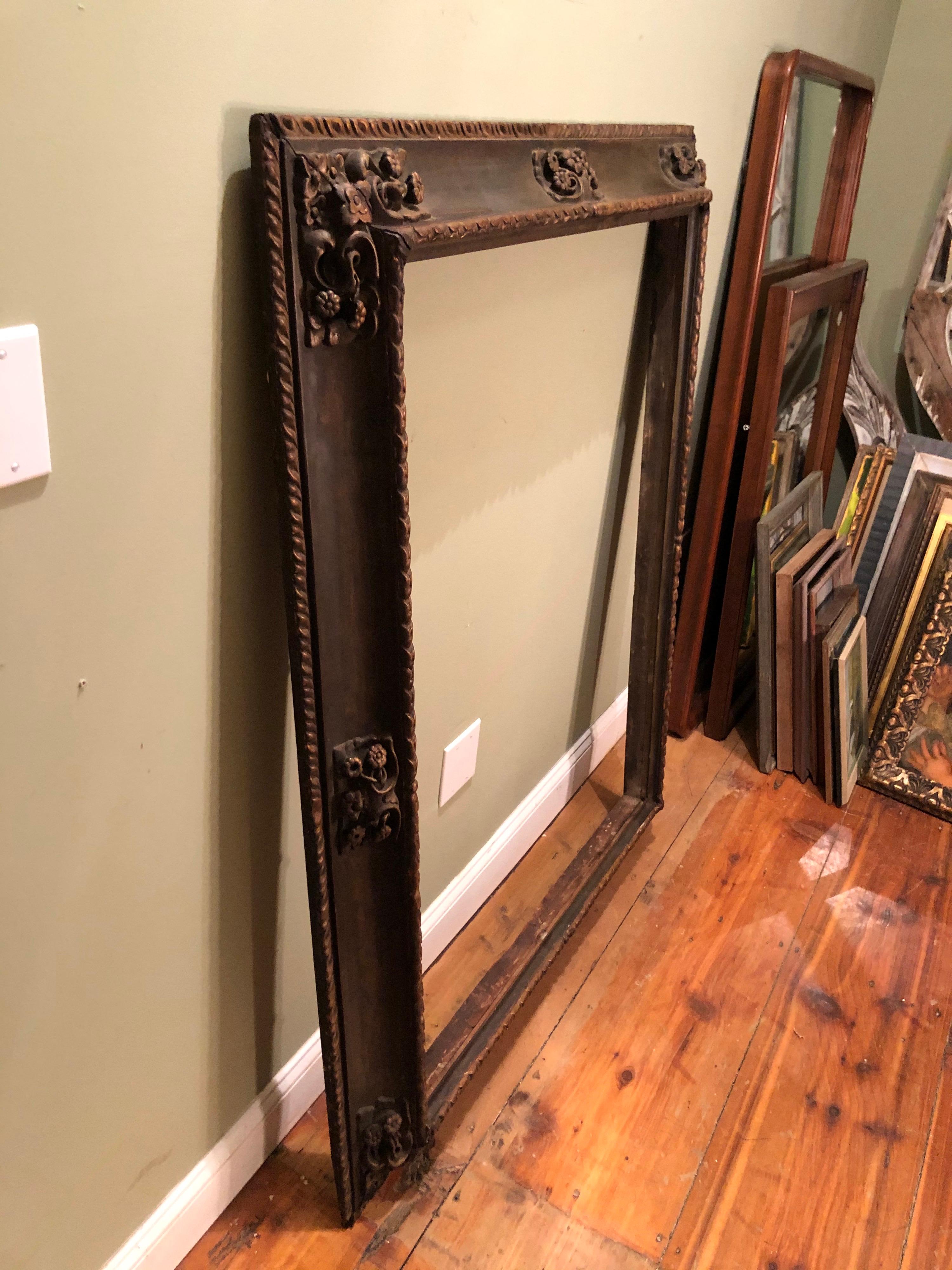 Museum Quality Gilt Gesso Frame with Embossed Designs at 1stDibs