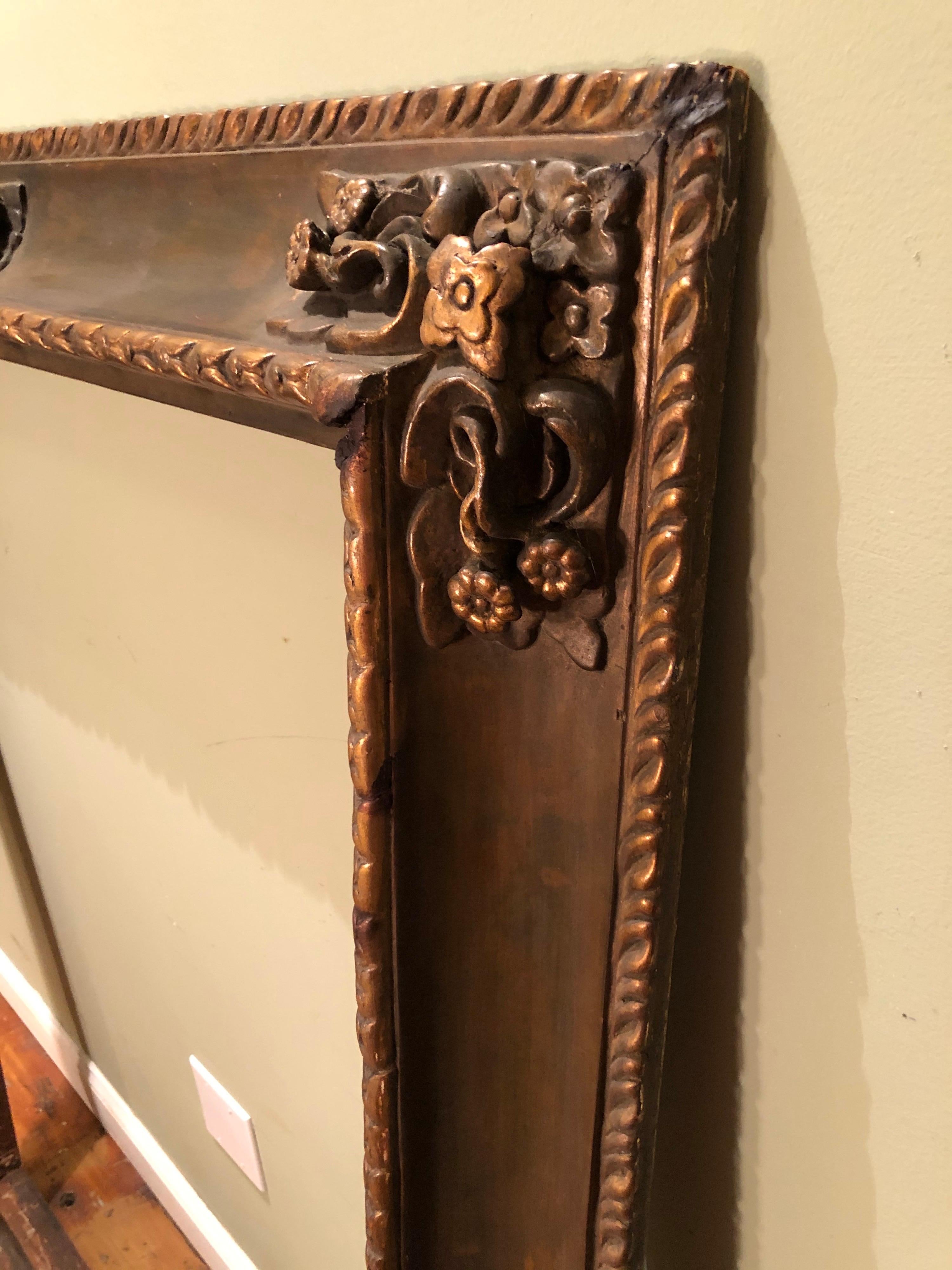 Museum Quality Gilt Gesso Frame with Embossed Designs at 1stDibs