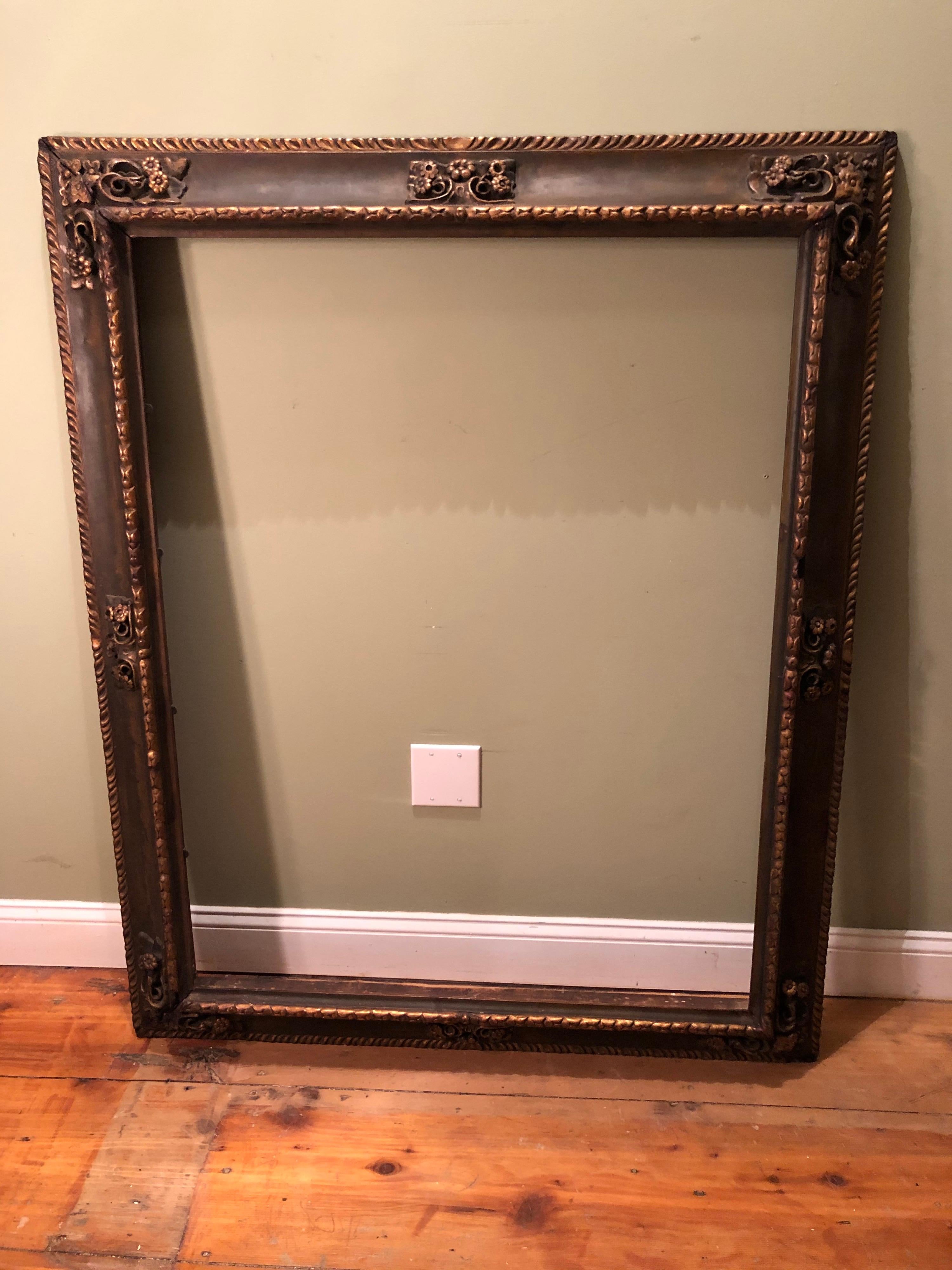 Museum Quality Gilt Gesso Frame with Embossed Designs at 1stDibs