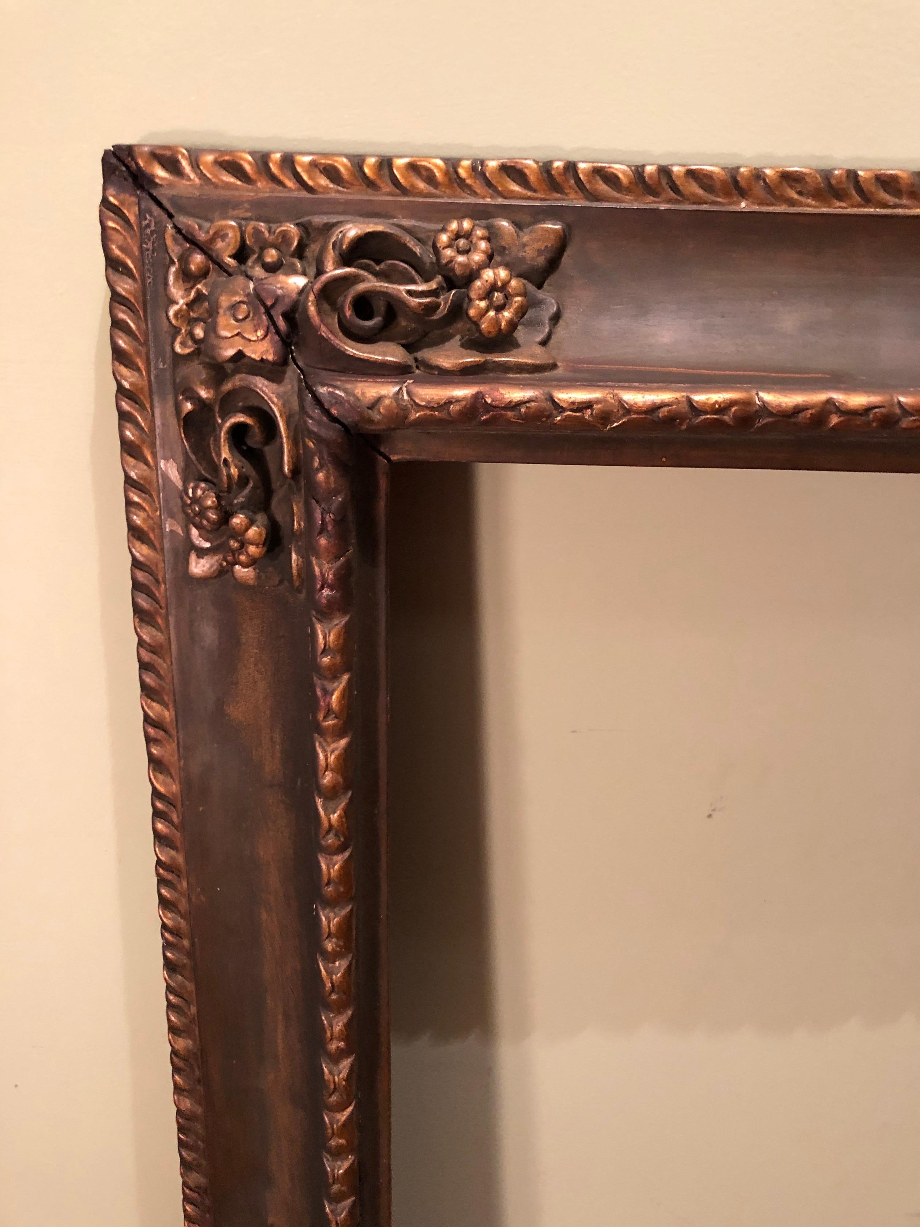 Museum Quality Gilt Gesso Frame with Embossed Designs at 1stDibs