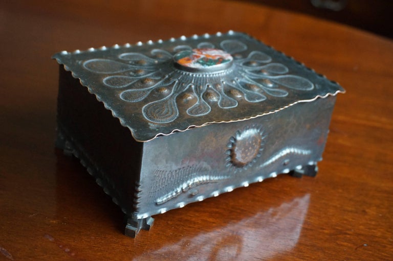 Museum Quality Hand-Hammered Copper and Gemstone Inlaid Arts and Crafts ...