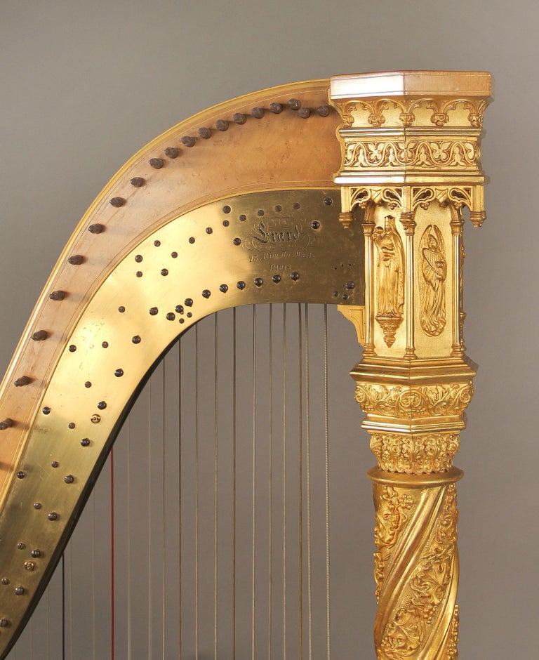 Museum Quality Mid 19th Century Gilt Wood Gothic “Angel” Harp by Erard ...