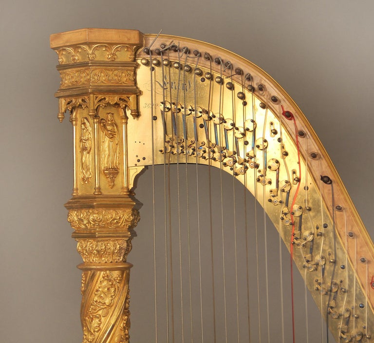 Museum Quality Mid 19th Century Gilt Wood Gothic “Angel” Harp by Erard ...