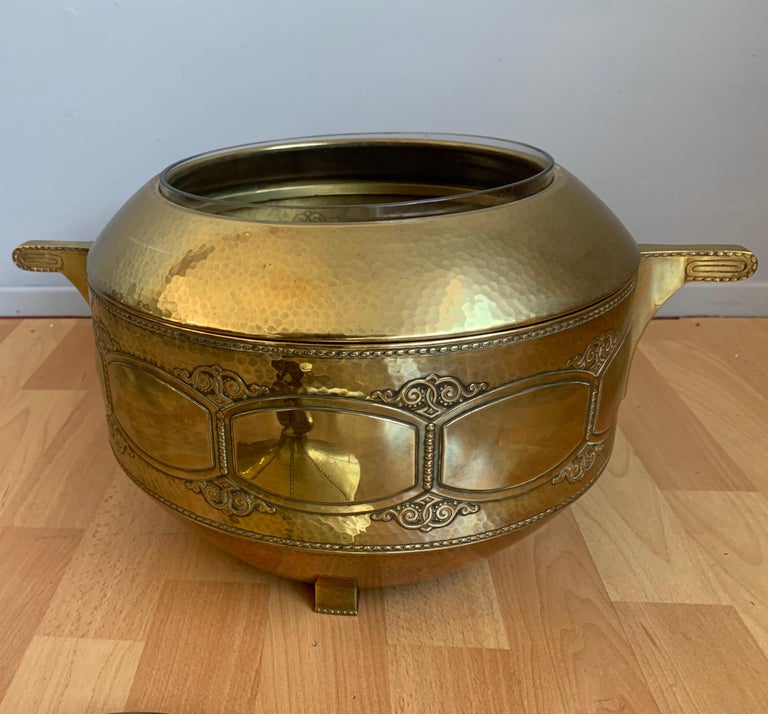 Museum Quality Viennese Secession Brass and Glass Punch Bowl Table ...