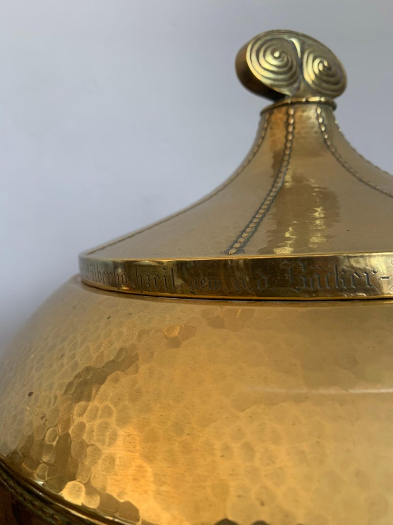 Museum Quality Viennese Secession Brass and Glass Punch Bowl Table ...
