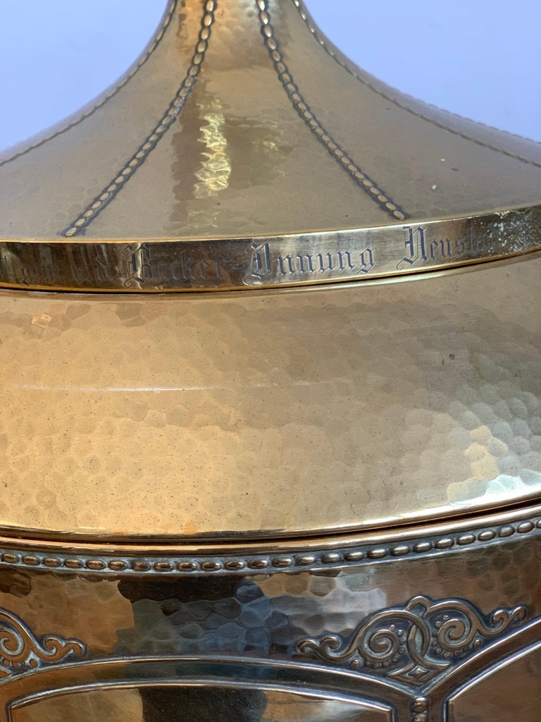 Museum Quality Viennese Secession Brass and Glass Punch Bowl Table ...