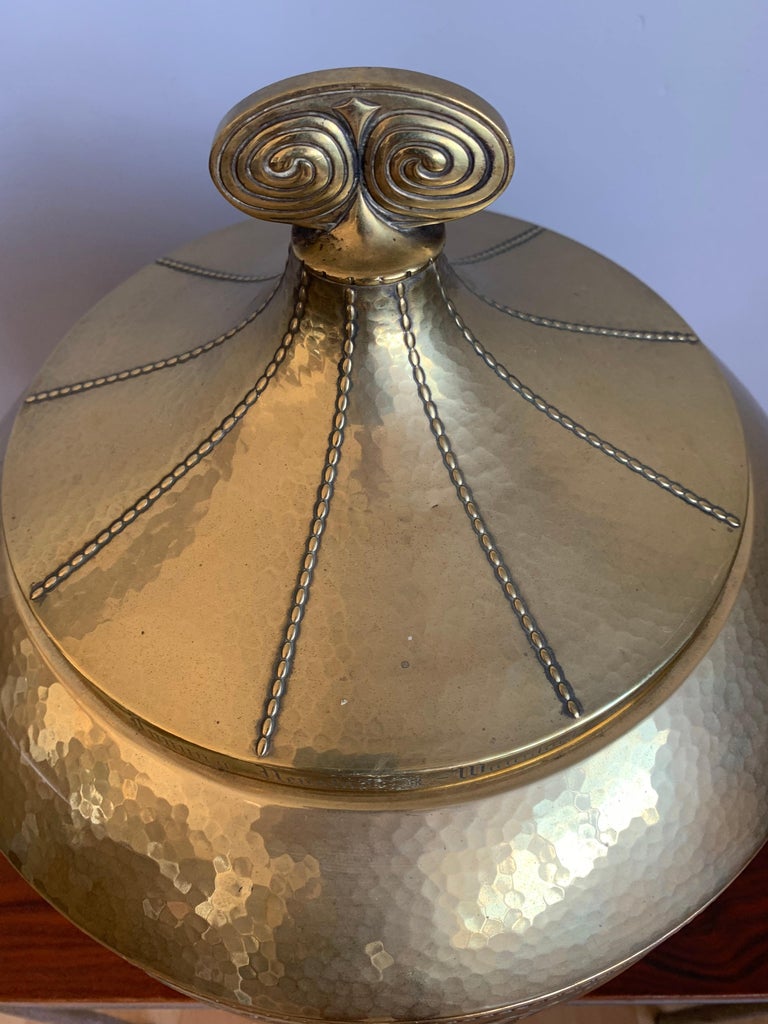 Museum Quality Viennese Secession Brass and Glass Punch Bowl Table ...
