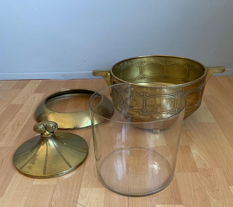 Museum Quality Viennese Secession Brass and Glass Punch Bowl Table ...