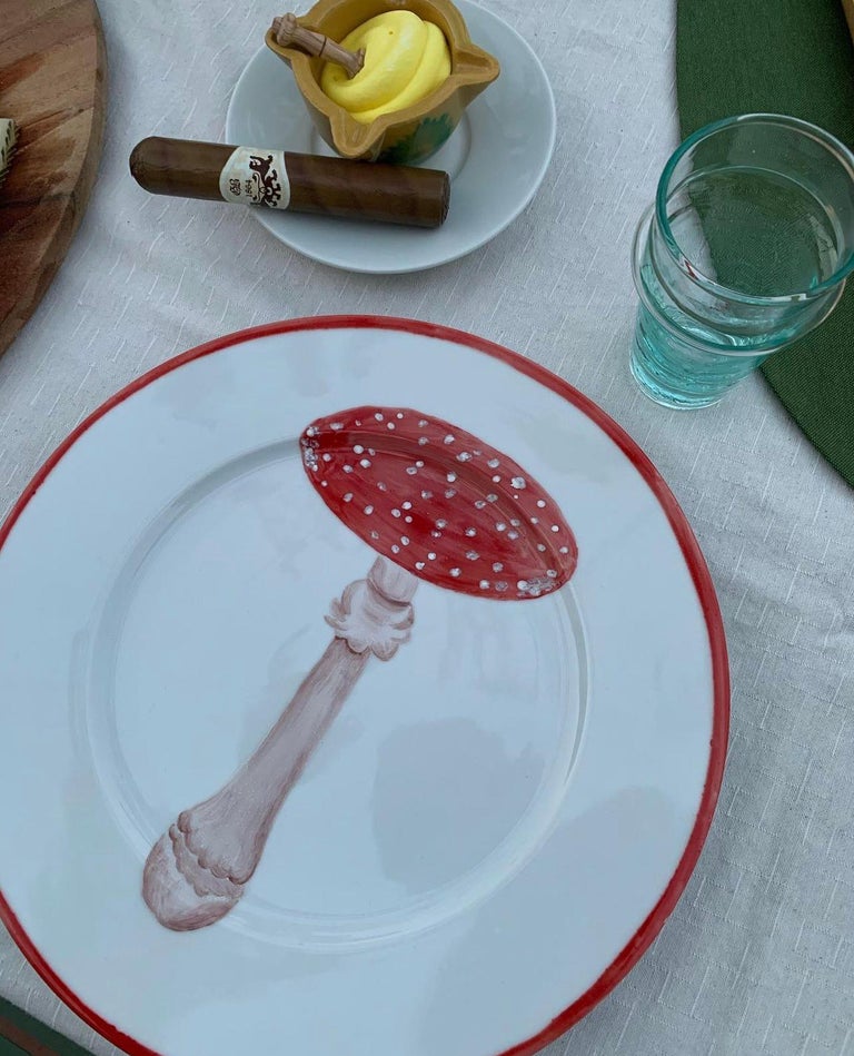 Mushroom Hand Painted Plates Collection For Sale at 1stDibs