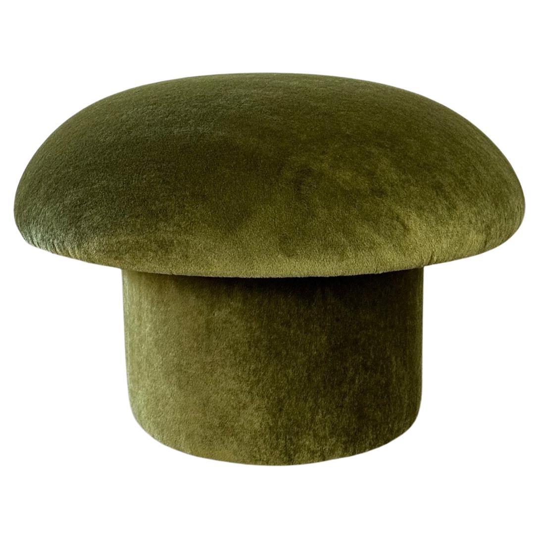 Mushroom Ottoman in Green Mohair For Sale at 1stDibs