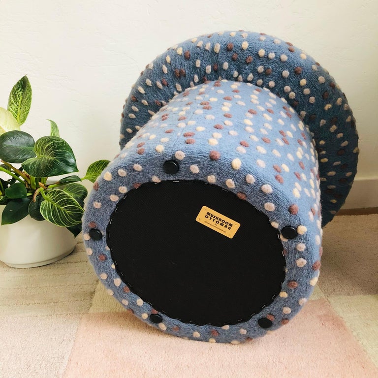 Mushroom Ottoman in Wool Denim Blue Dot For Sale at 1stDibs