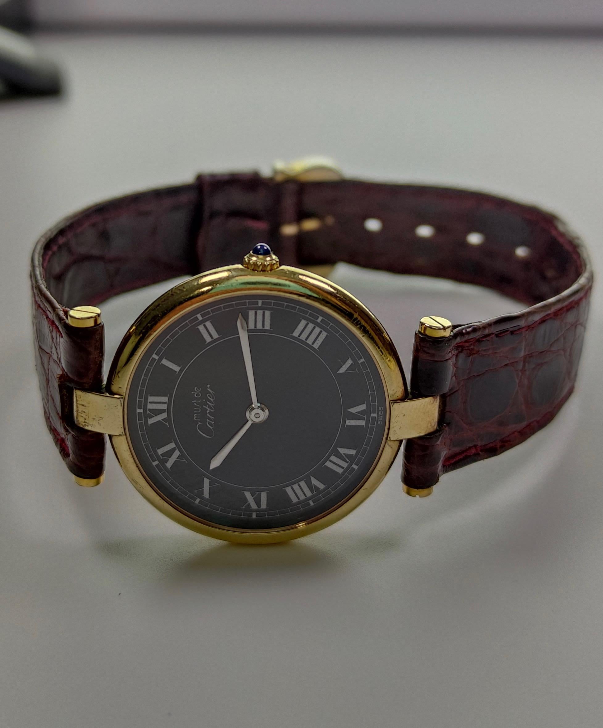 Must de Cartier Argent Plaque or Quartz Watch For Sale at 1stDibs