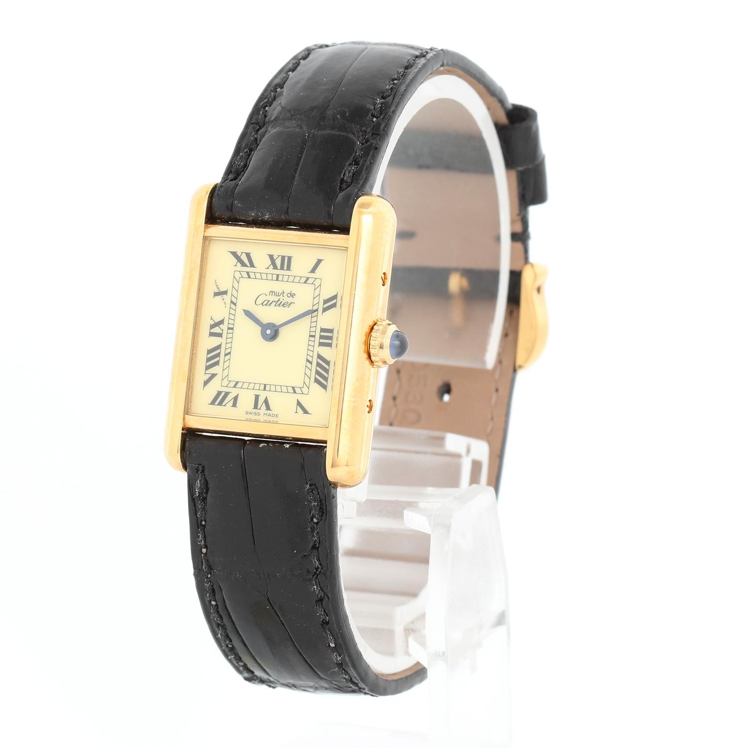 Must de Cartier Tank Vermeil Plaque Quartz Watch For Sale at 1stDibs