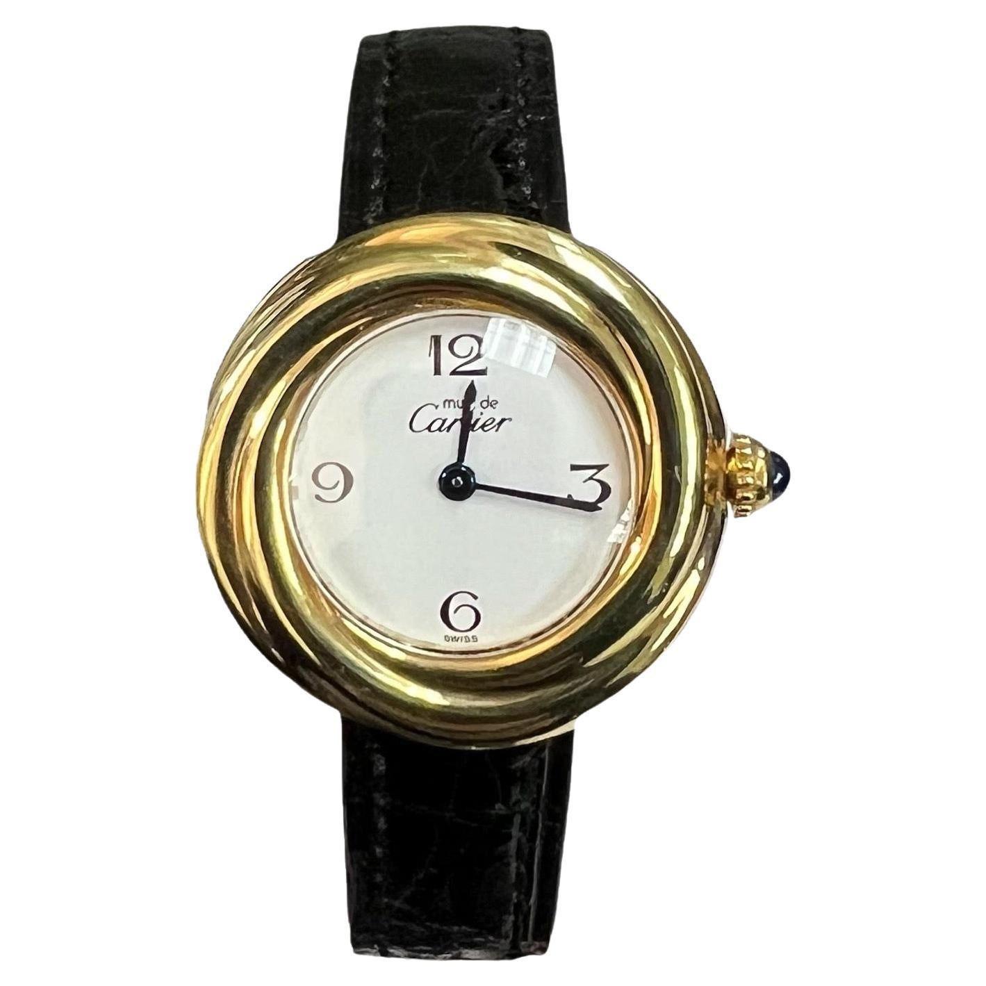 Must De Cartier Trinity Quartz Vermeil Wristwatch For Sale at 1stDibs