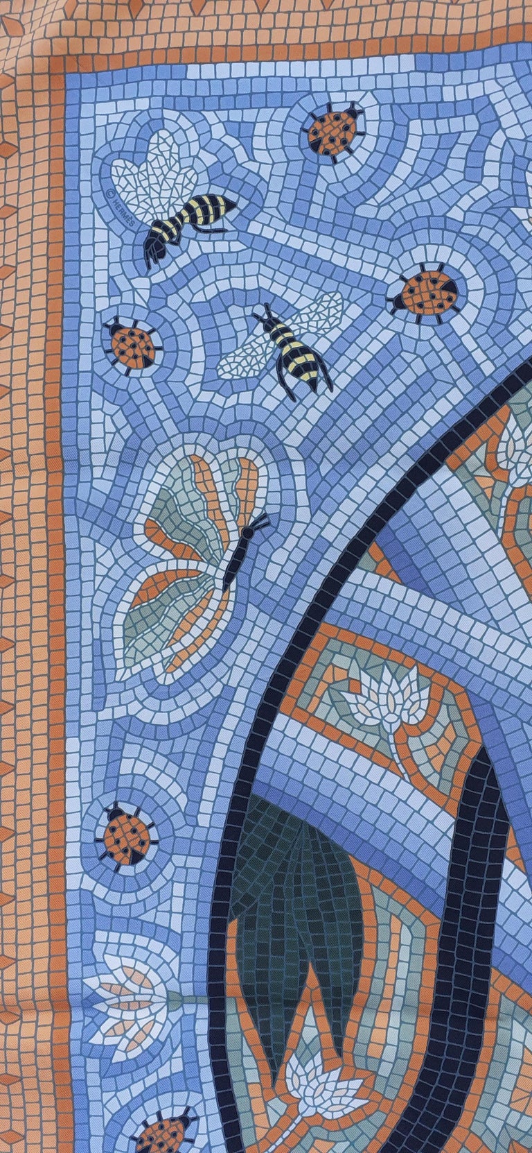 Must-Have Hermès Silk Scarf Cave Felem Cat Christine Henry Orange Blue ...