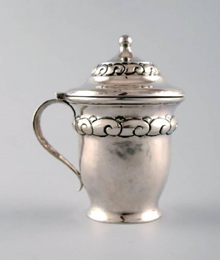 Mustard Jar, Heimburger, Danish Art Nouveau Silver with Ornamentation ...