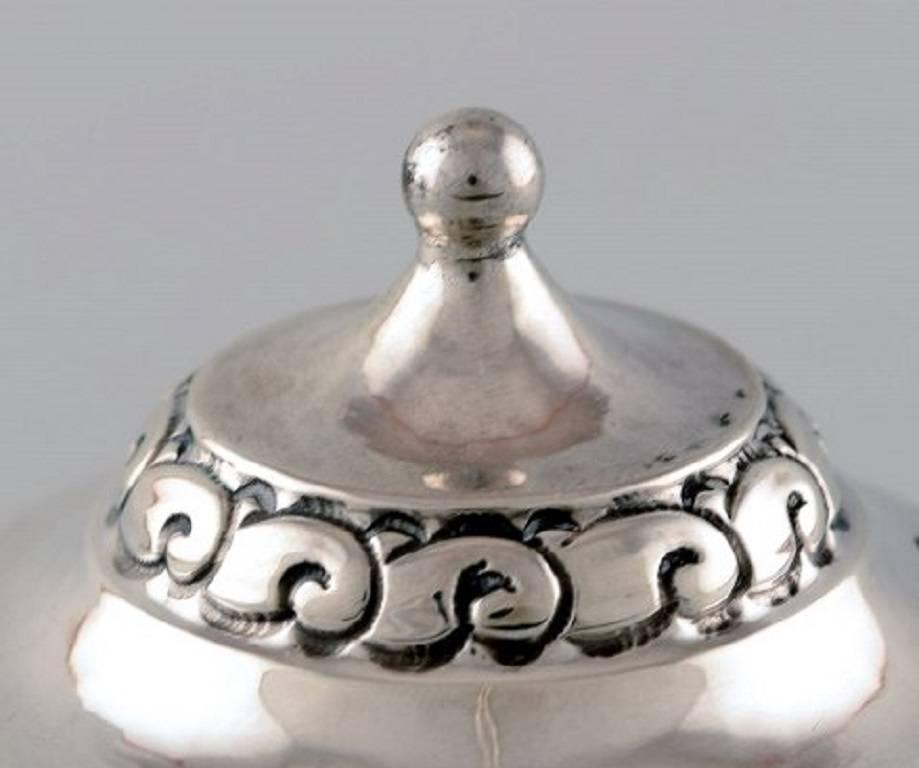 Mustard Jar, Heimburger, Danish Art Nouveau Silver with Ornamentation ...