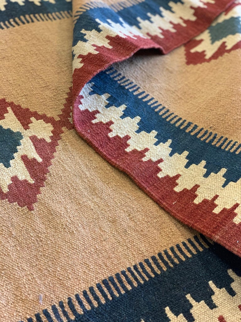 Mustard Yellow Runner Rug Oriental Gold Wool Kilim Rug For Sale at 1stDibs