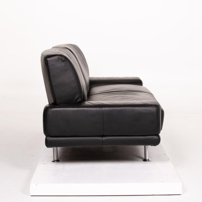 Musterring Leather Sofa Set Black 2 Two-Seat For Sale at 1stDibs