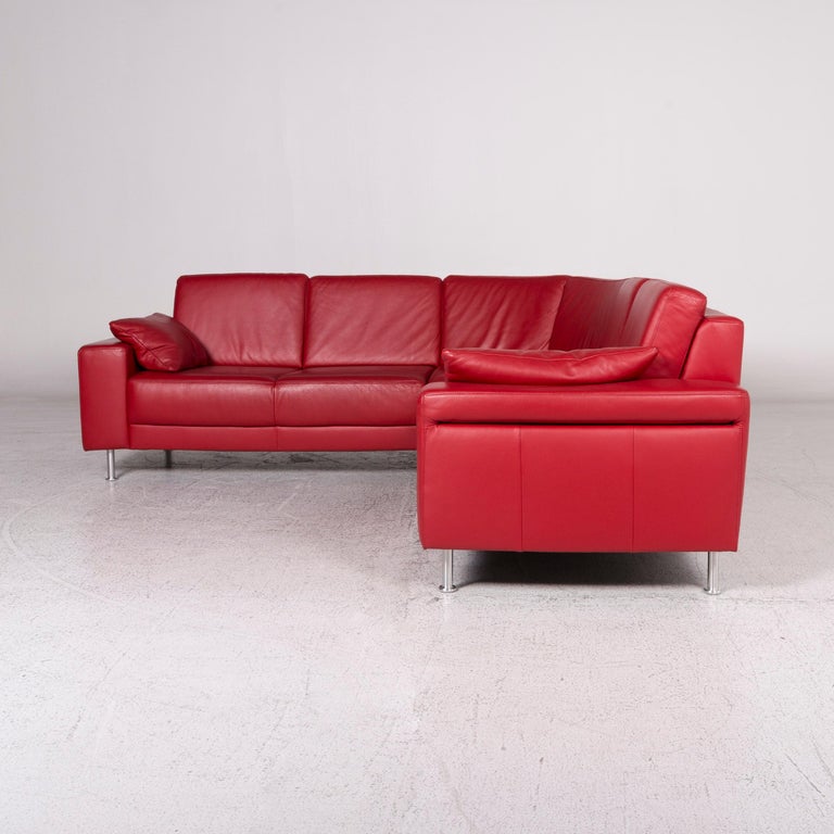 Musterring Leder Ecksofa Rot Sofa Couch For Sale at 1stDibs