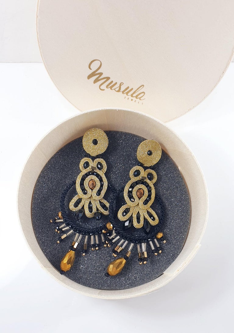 Musula Urban Golden Opera Earrings For Sale at 1stDibs