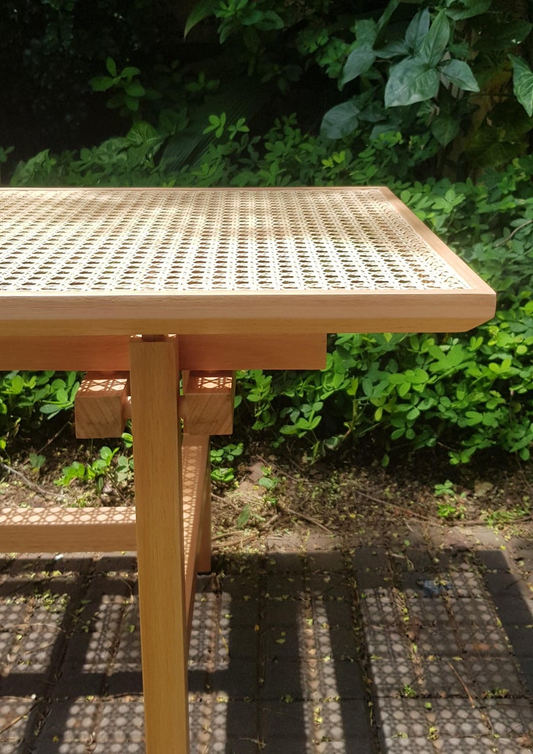 Mute Bench in Tauari Hardwood and Straw, Minimal Style with Japanese ...