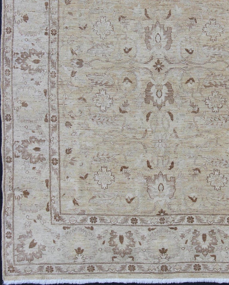 Muted Colors Afghan Rug with All-Over Design and Light Buttery Color ...