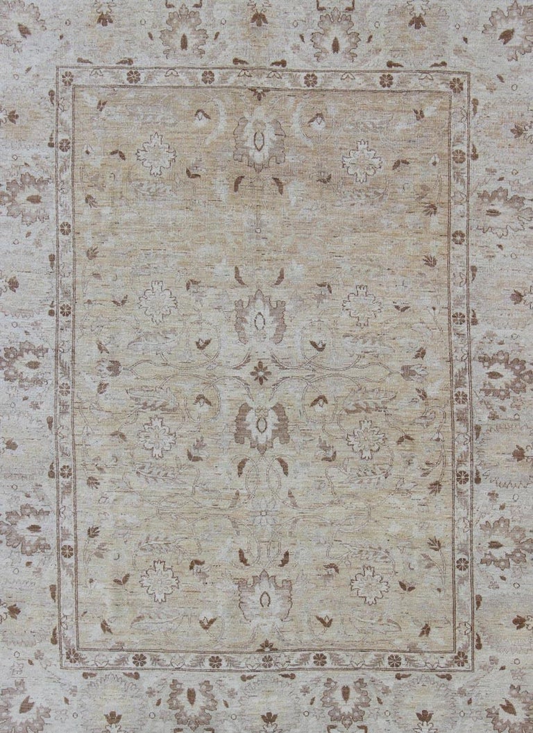 Muted Colors Afghan Rug with All-Over Design and Light Buttery Color ...