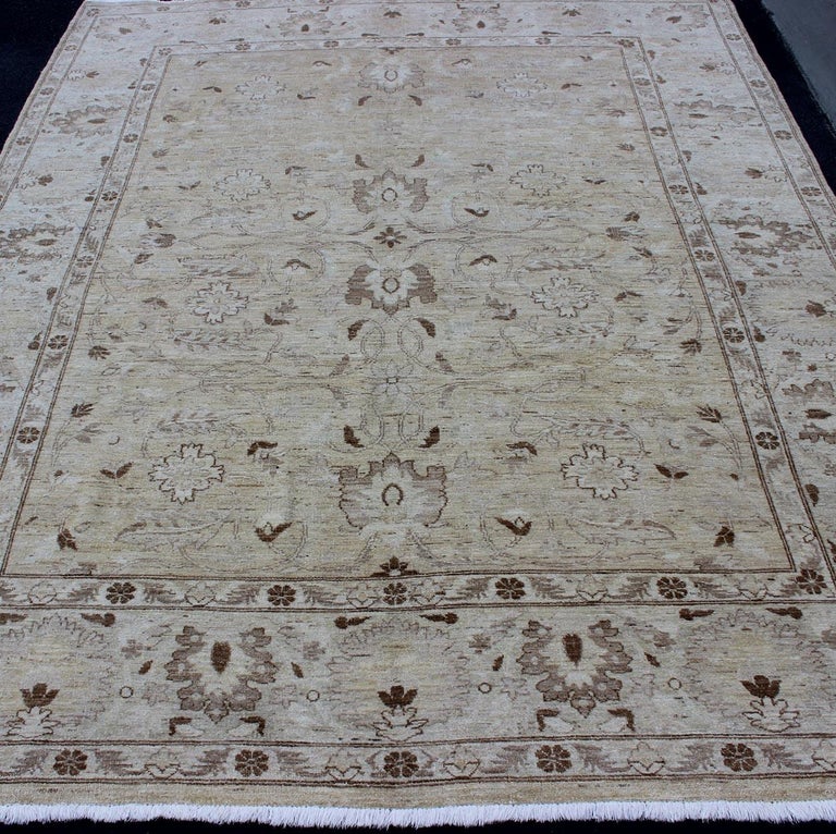 Muted Colors Afghan Rug with All-Over Design and Light Buttery Color ...