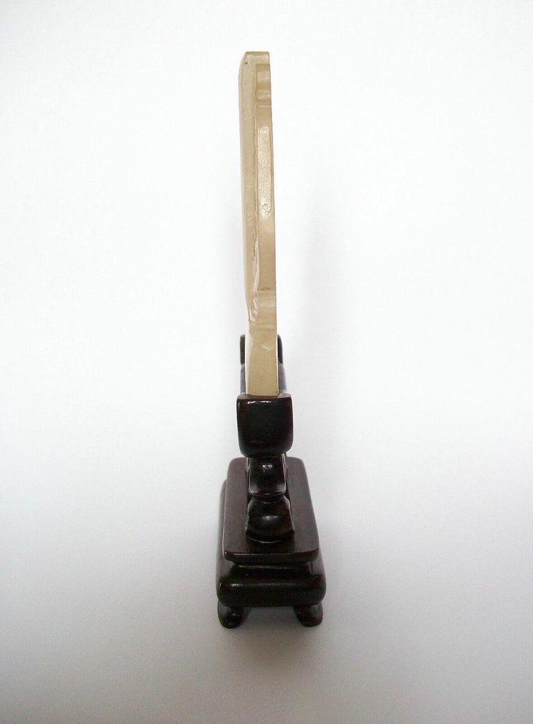 Mutton Fat Jade Carving on Rosewood Stand, Unsigned, China, 20th ...
