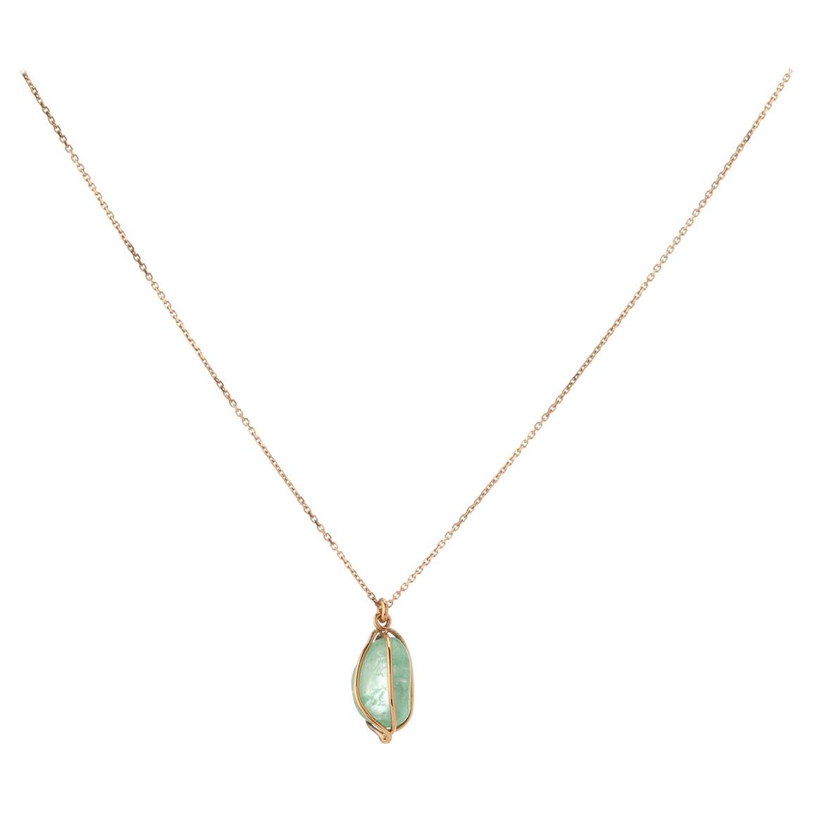 Muzo Emerald Colombia Emerald 18K Pink Gold drop Necklace at 1stDibs