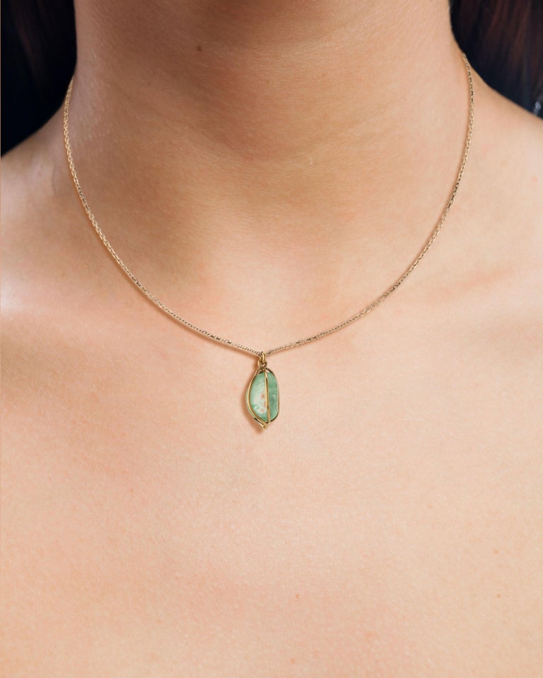 Muzo Emerald Colombia Emerald 18K Pink Gold drop Necklace at 1stDibs