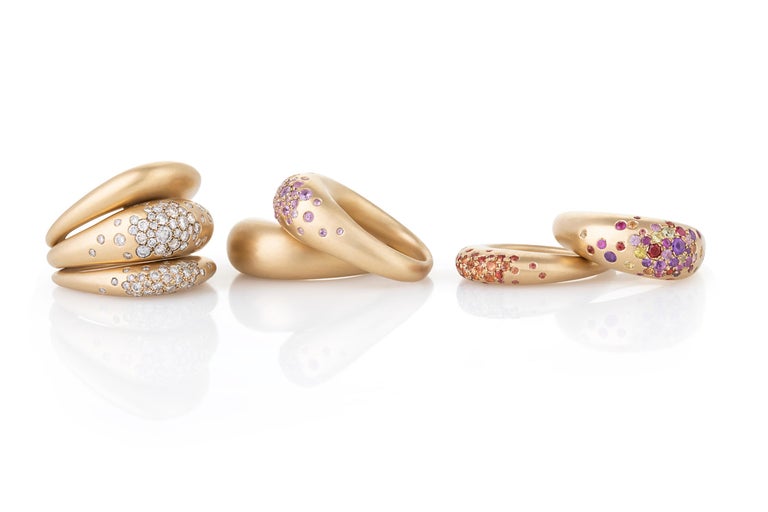 Customizable 'My Muse' Urban Ring in 18K Hand-brushed Gold and 0.90CT ...