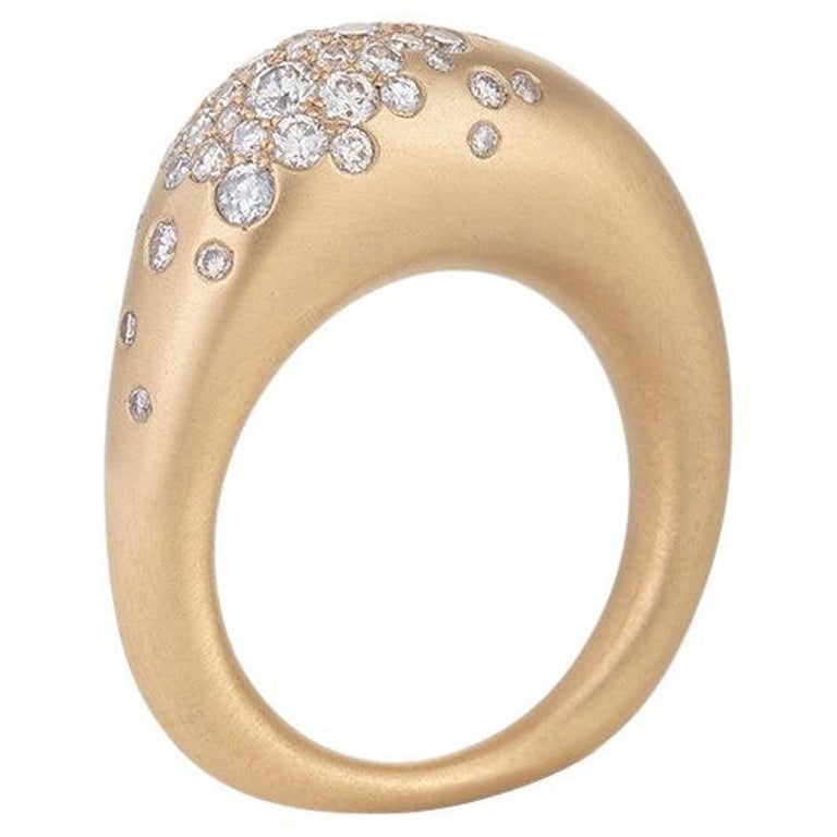 Customizable 'My Muse' Urban Ring in 18K Hand-brushed Gold and 0.90CT ...