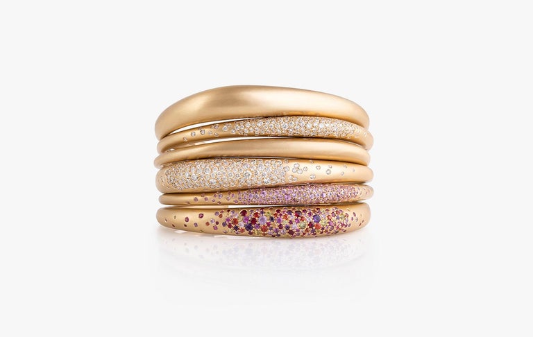 'My Muse' Urban Thin Winter Cuff in 18K Gold and 1.55CT of Champagne ...