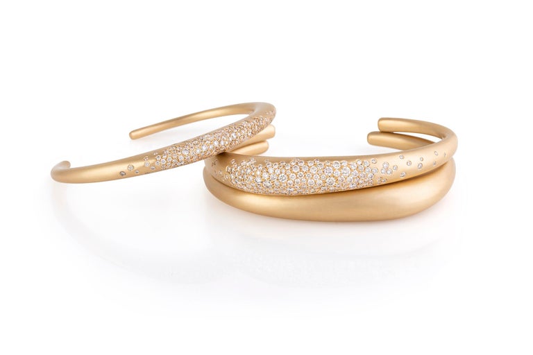 'My Muse' Urban Thin Winter Cuff in 18K Gold and 1.55CT of Champagne ...